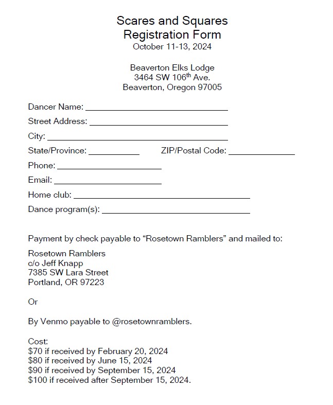 Scares ‘n Squares 2024 – Rosetown Ramblers